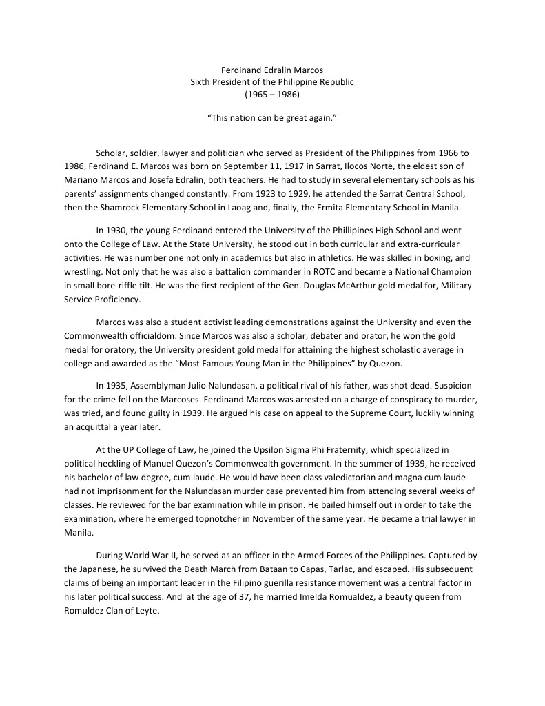 Ferdinand Edralin Marcos | PDF | Corazon Aquino | Philippines