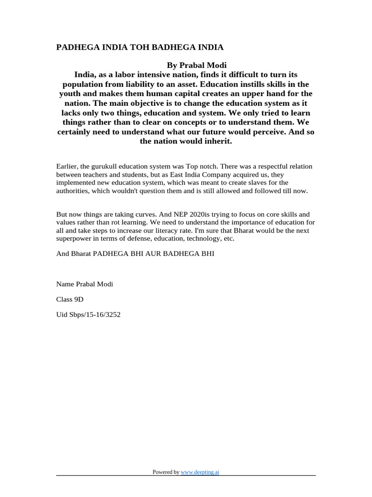 Padhega India Toh Badhega India | PDF