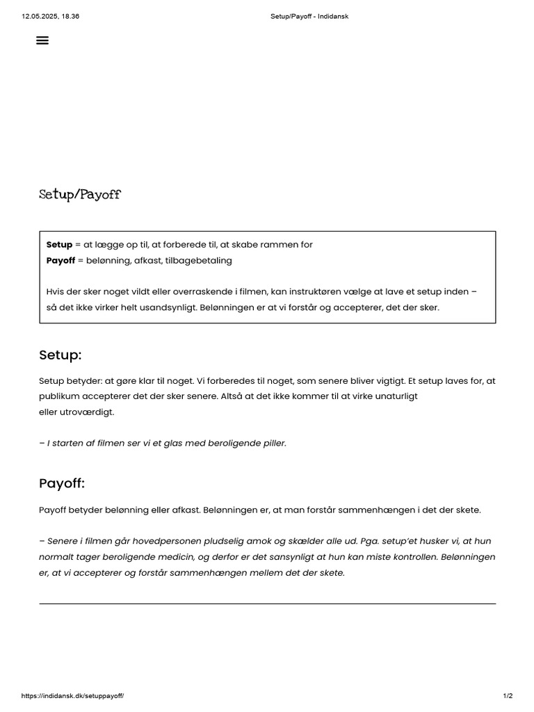 Setup - Payoff - Indidansk | PDF