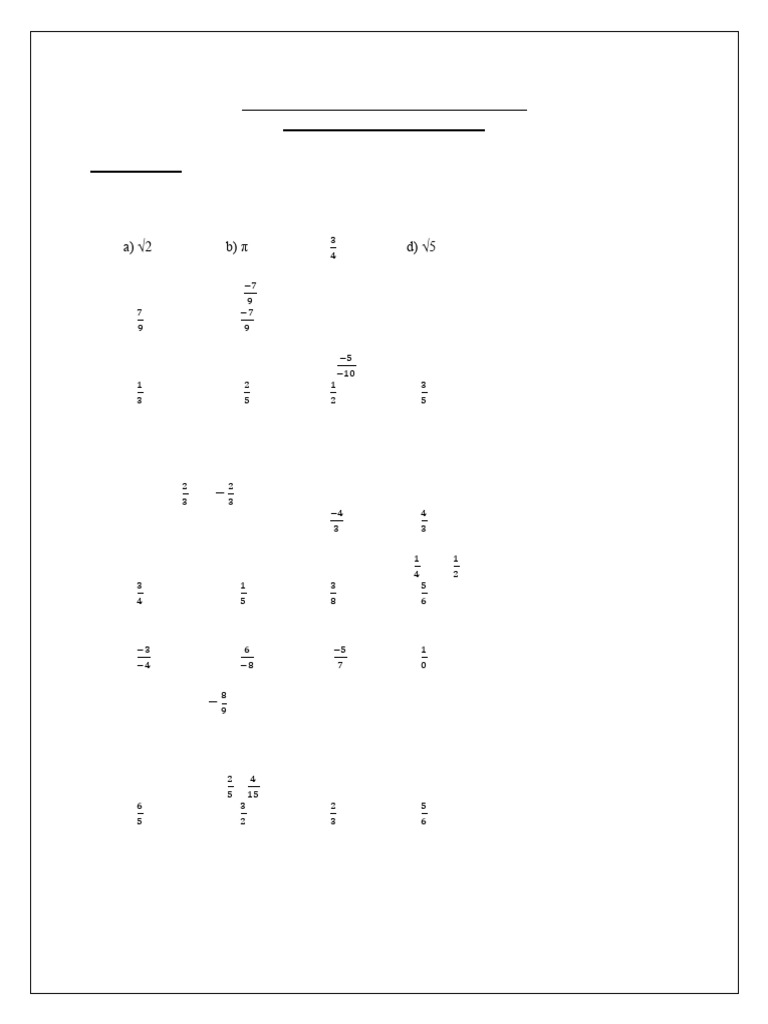 Rational Numbers Worksheet for Class VIII | PDF | Rational Number | Numbers