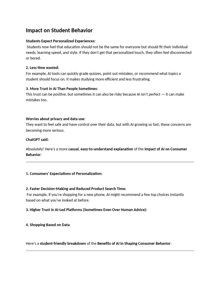 Impact On Student Behavior | PDF