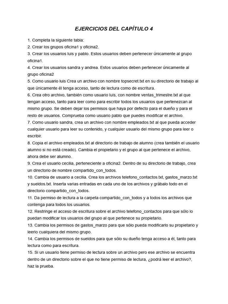 Ejercicios-Del Capítulo-4 | PDF | Archivo de computadora | Software utilitario