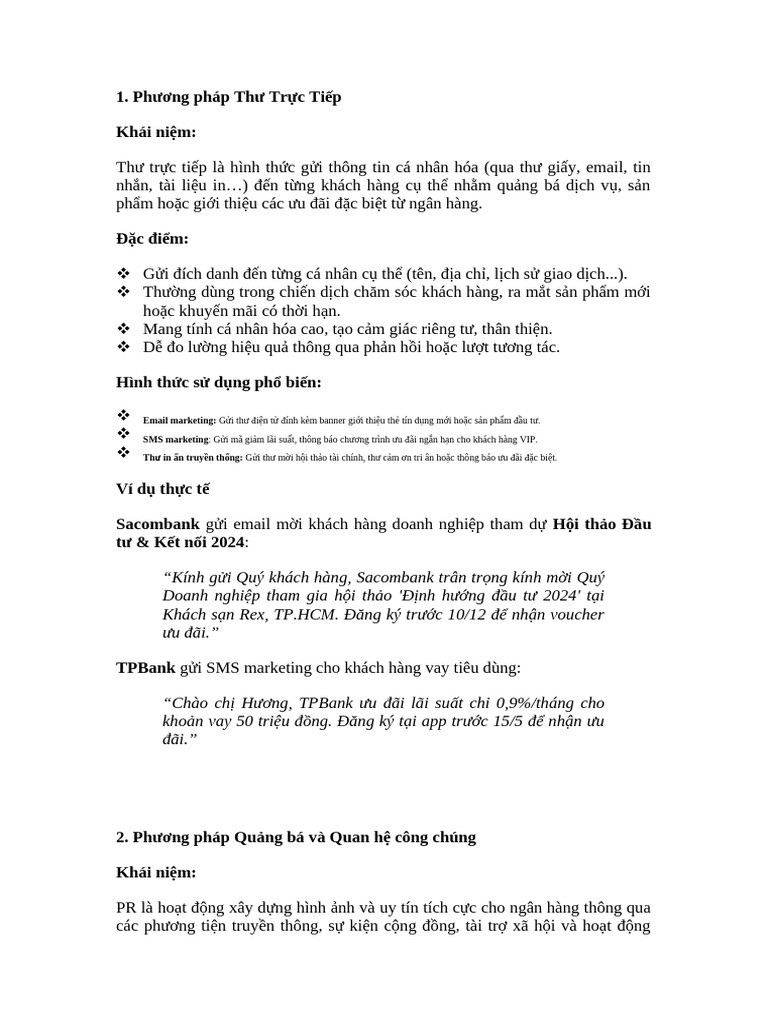 thư trực tiêp , quảng bá và QHCC | PDF