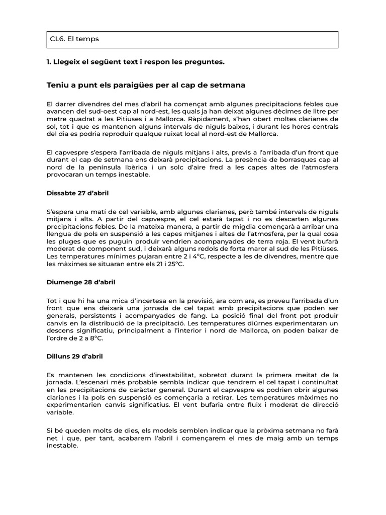 LCT6. El Temps | PDF