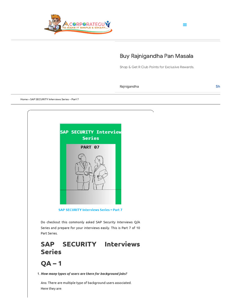 SAP SECURITY Interviews Series - Part 7 | PDF | Software | Software ...