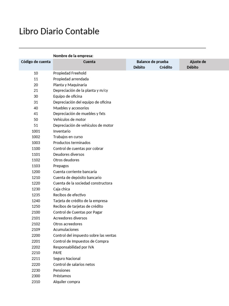 Modelo Plantilla - Libro Diario Contable | PDF | Economias | Dinero