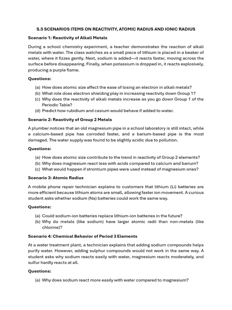 Scenario Reactivity Atomic Radius Ionic Radius Pdf Ion Chloride 6370
