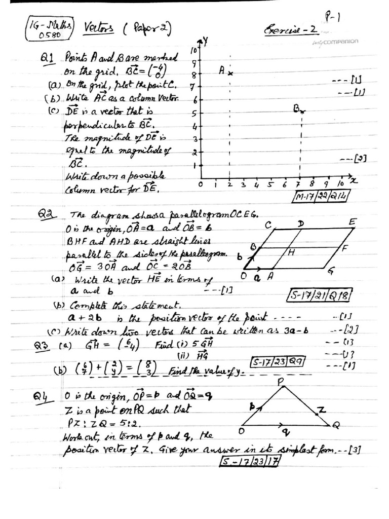 Ig 0580 Vectors Exercise Paper 2 | PDF