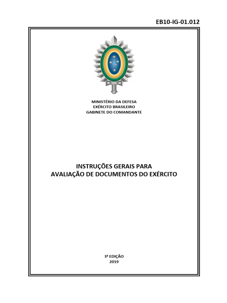 Instrucoes Gerais para Avaliacao de Documentos Do Exercito Eb10-Ig-01012-ATUAL | PDF | Bancos de ...