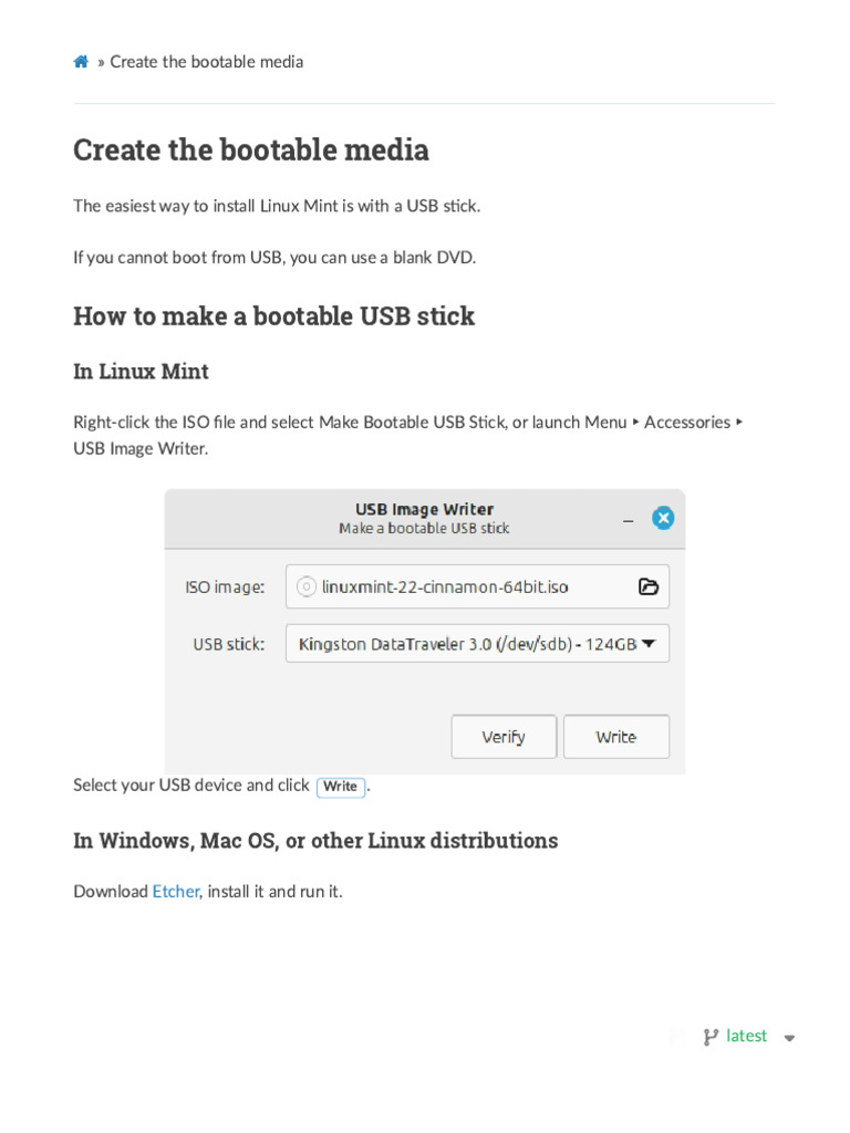 Create the bootable media — Linux Mint Installation Guide documentation ...