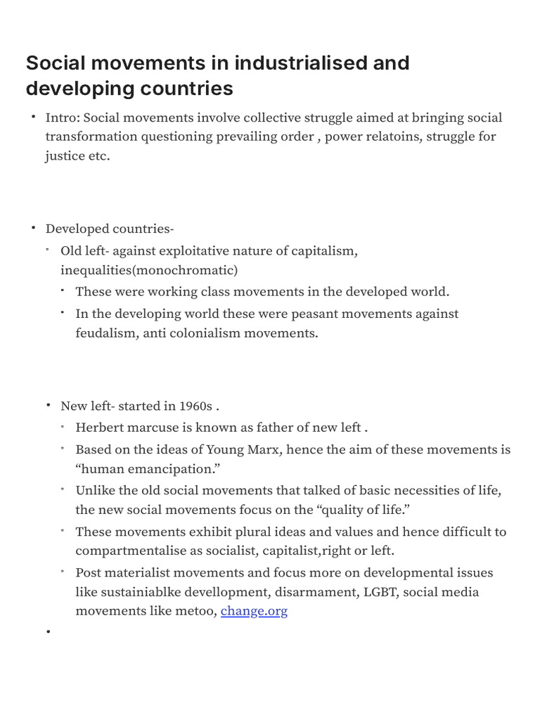 Social movements in industrialised and developing countries | PDF ...
