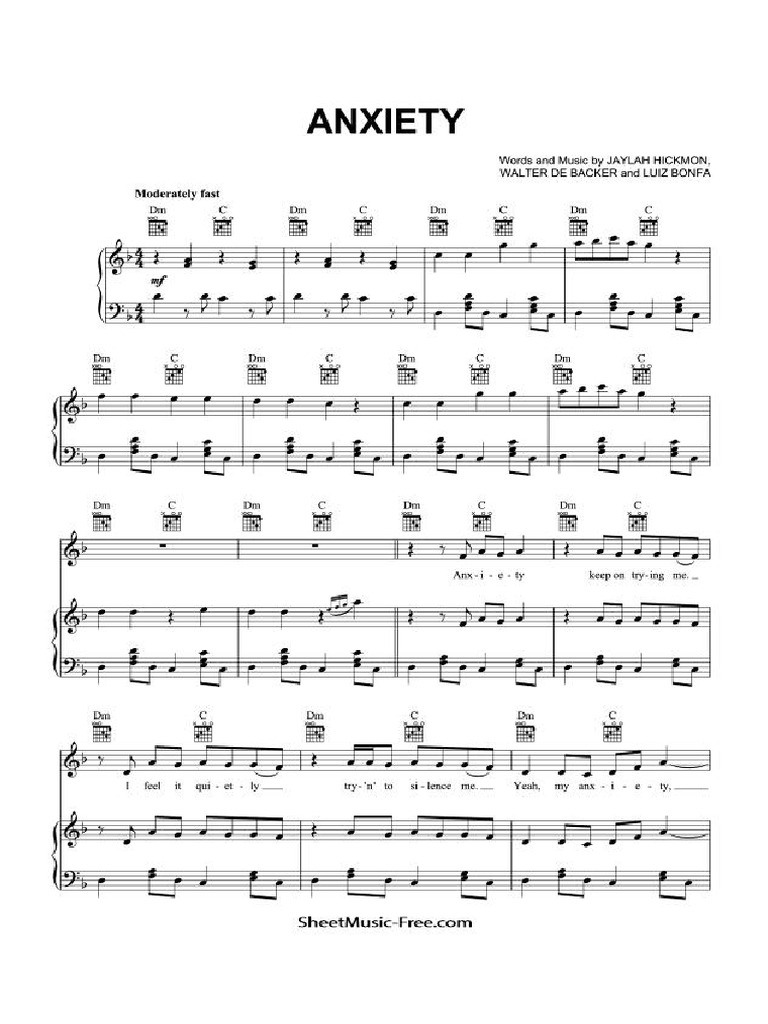 Anxiety Piano Sheet Music PDF Doechii Sheet Music PDF PVG | PDF