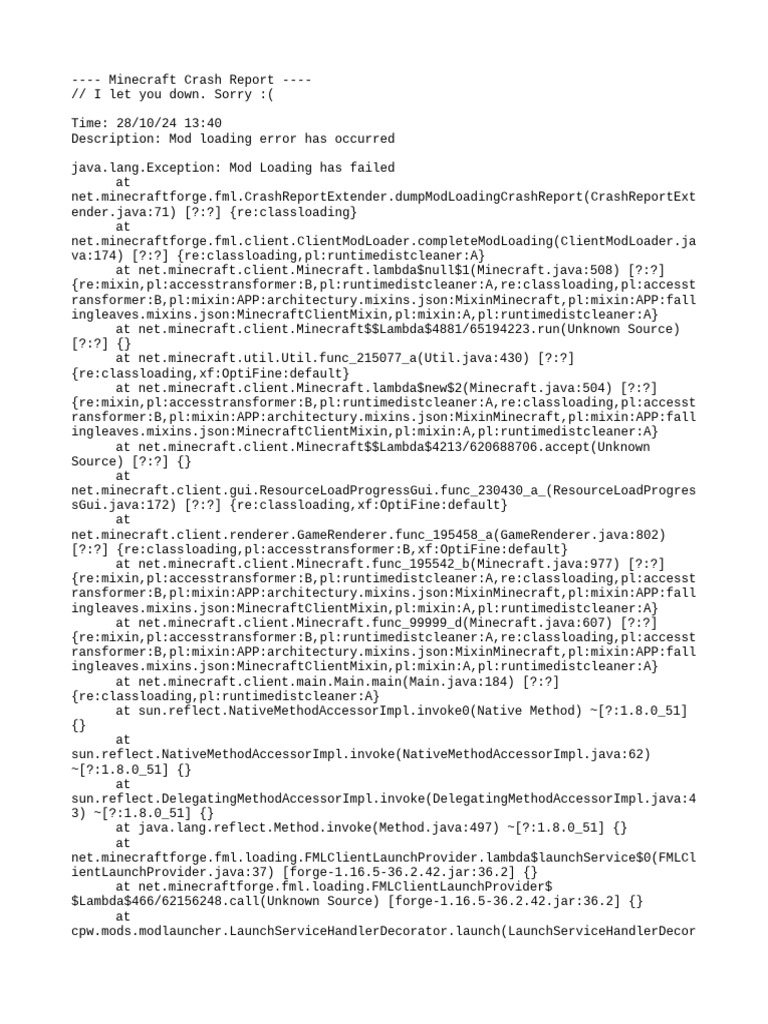 Crash 2024 10 28 - 13.40.35 FML | PDF | Java (Programming Language) | Software