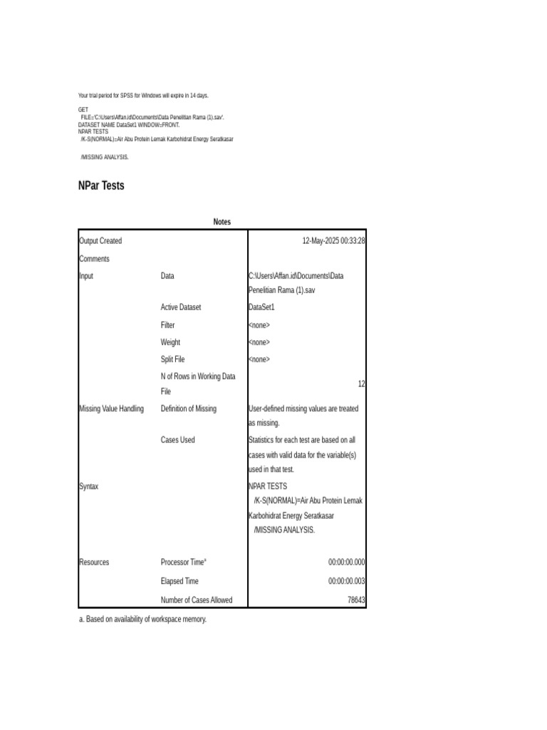 affan hasil output | PDF | Spss | Scientific Method