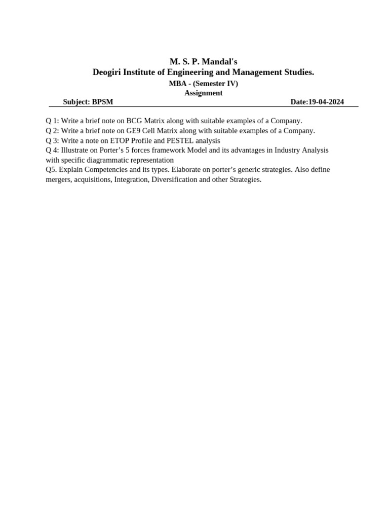 BPSM Assignment2025 | PDF