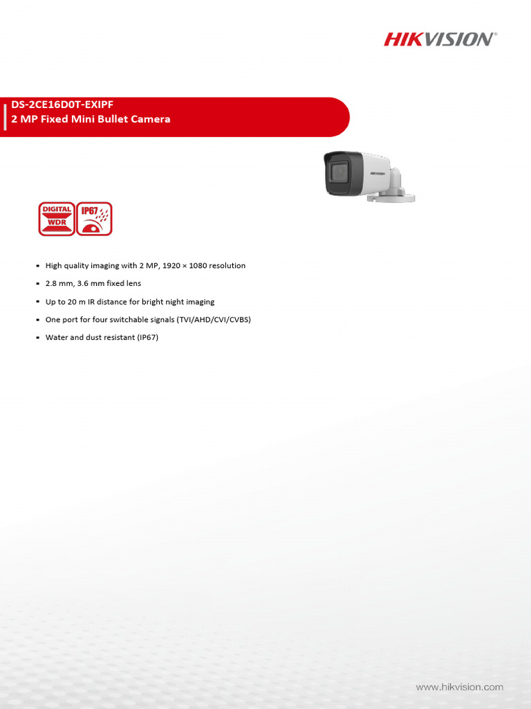 DS-2CE16D0T-EXIPF Datasheet 20241210 | PDF | Camera Lens | Field Of View