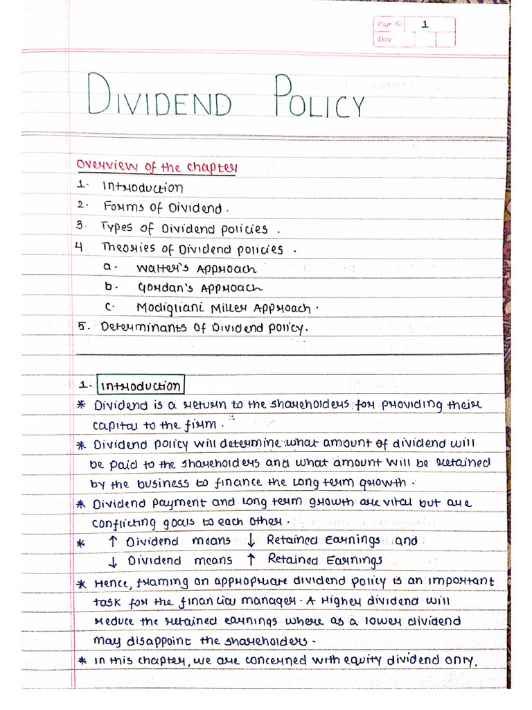 Handwritten Notes Dividend | PDF