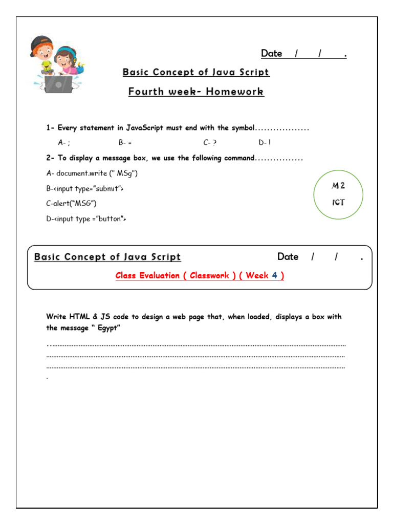 M 2 ICT Homework Week 4 & 5 & 6 | PDF | Java Script | Software Engineering