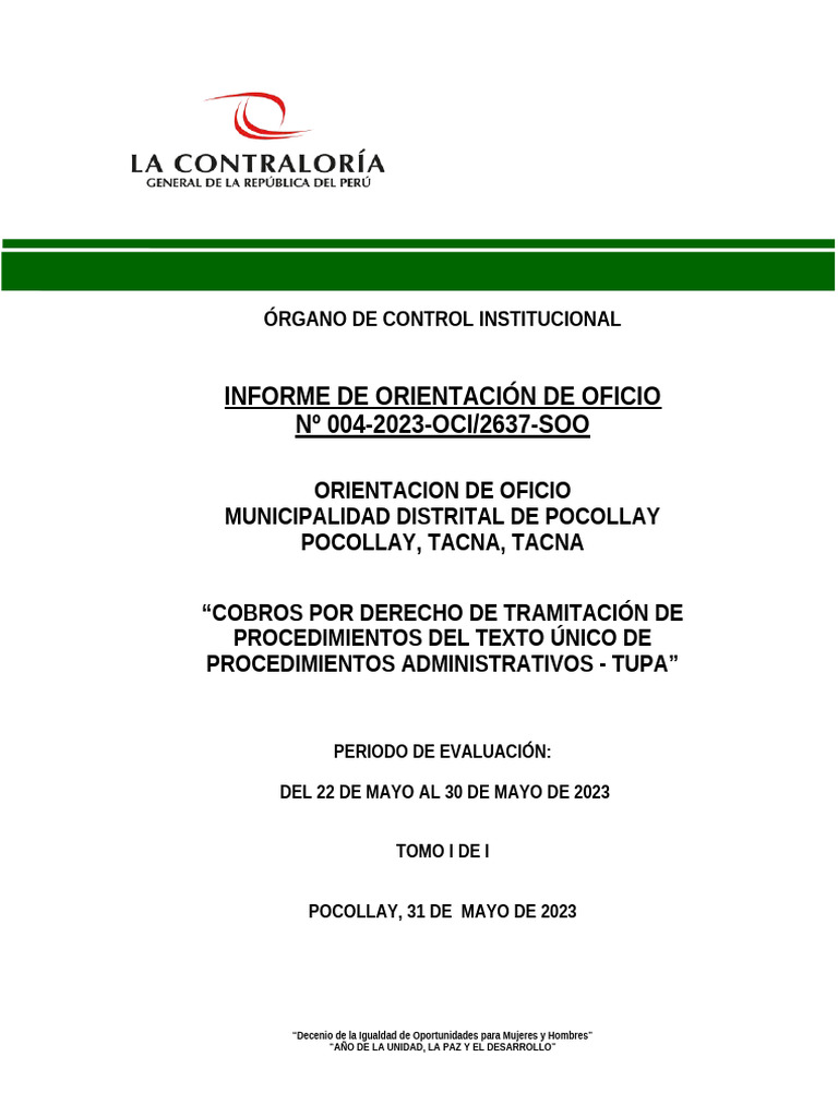 Iforme Orientacion Oficio 004-2023 Cobros Exc Tupa | PDF | Protección ...