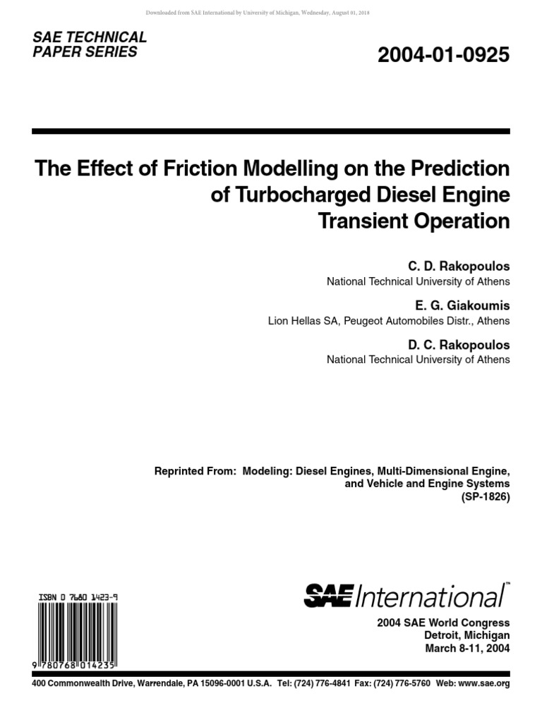 The Effect of Friction Modelling On The Prediction of Turbocharged ...