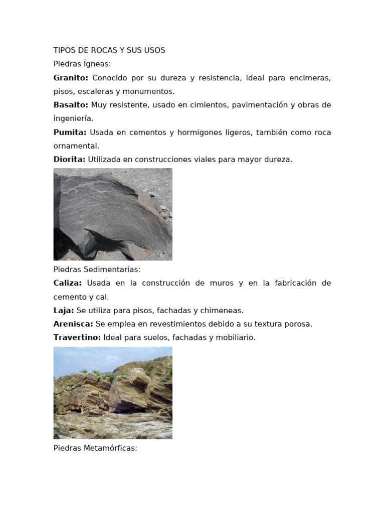 Tipos de Rocas y Sus Usos | PDF