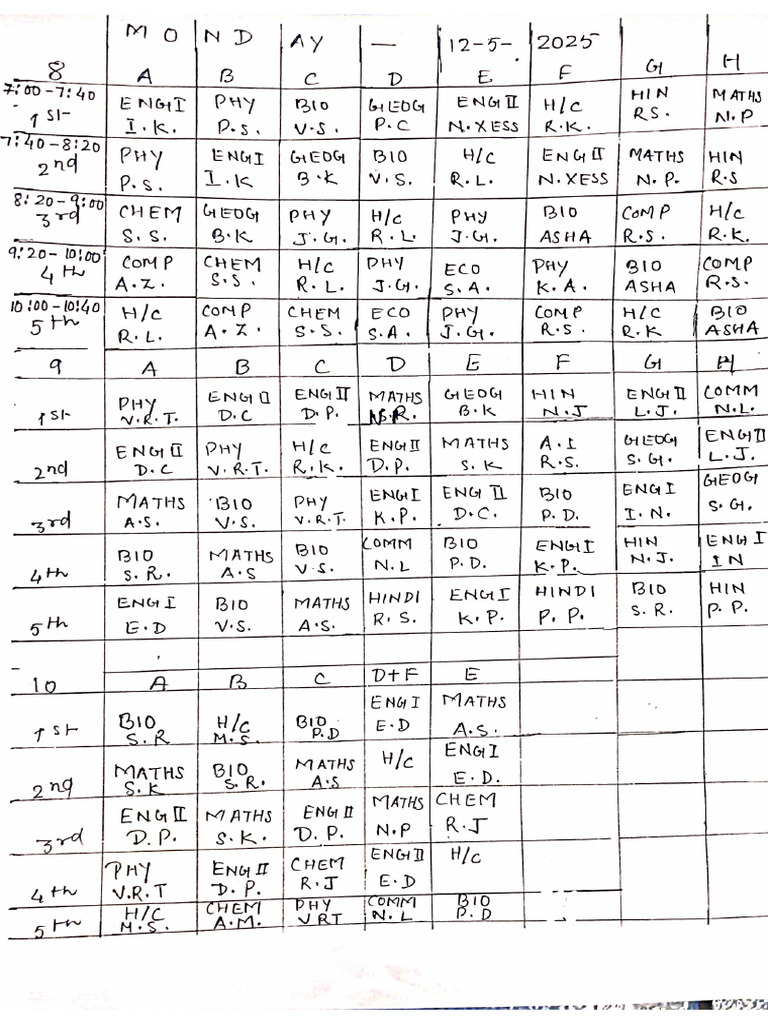 Extra Classes Time Table 2025-26 | PDF