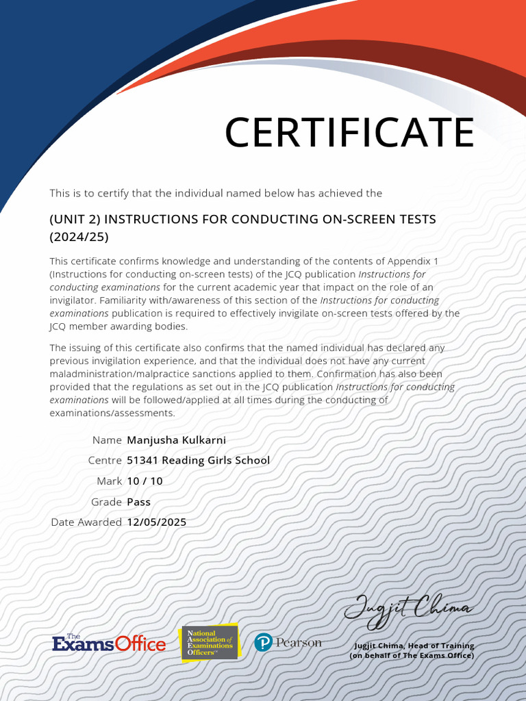 Exam Invigilator-Cert 2 | PDF