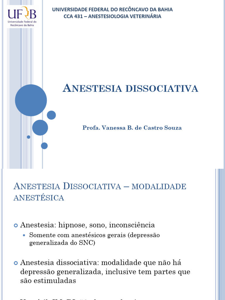 UFRB Anestesia Dissociativa | PDF | Fisiologia
