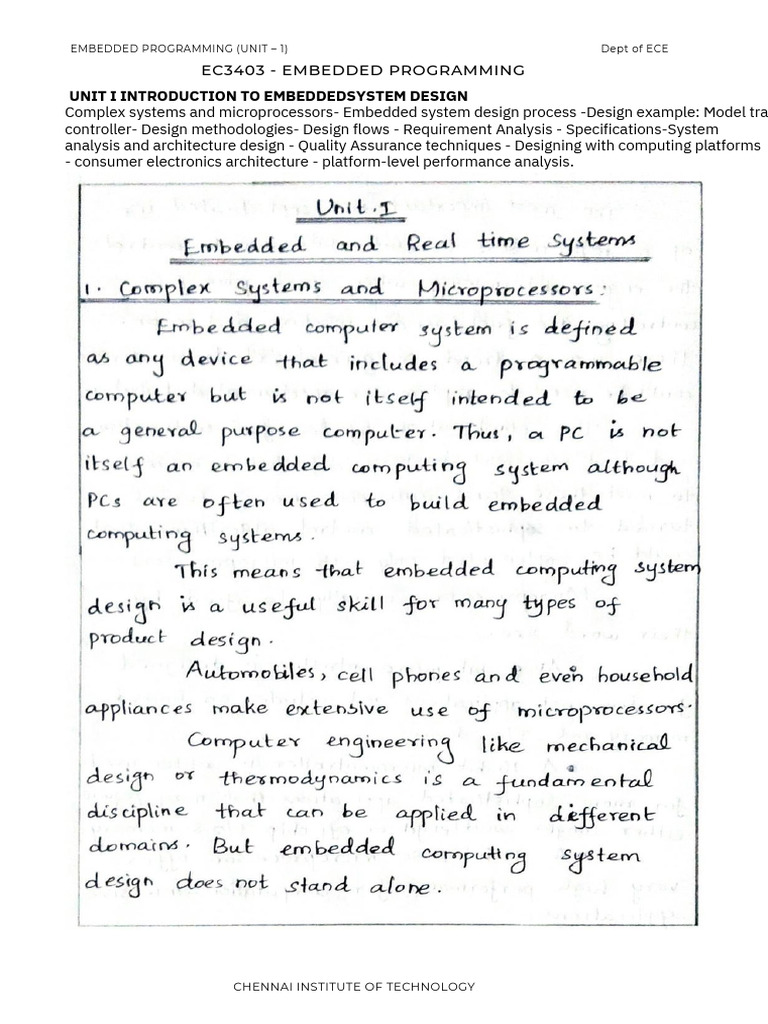 Emb Prog Unit 1 Notes | PDF | Electronic Engineering | Electrical ...