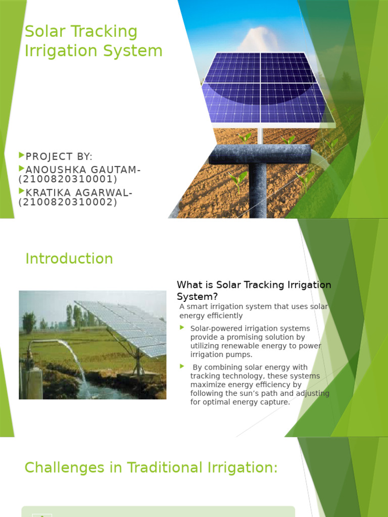 Solar Tracking Irrigation System PPT FINAL | PDF | Agriculture | Water ...