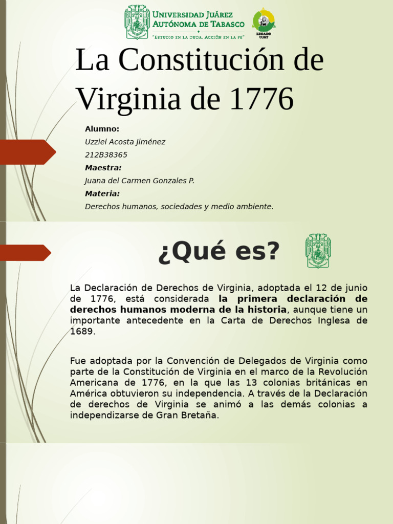 Declaración de Derechos de Virginia 1776 | PDF