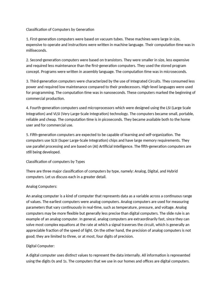 Classification of Computers | PDF | Personal Digital Assistant ...