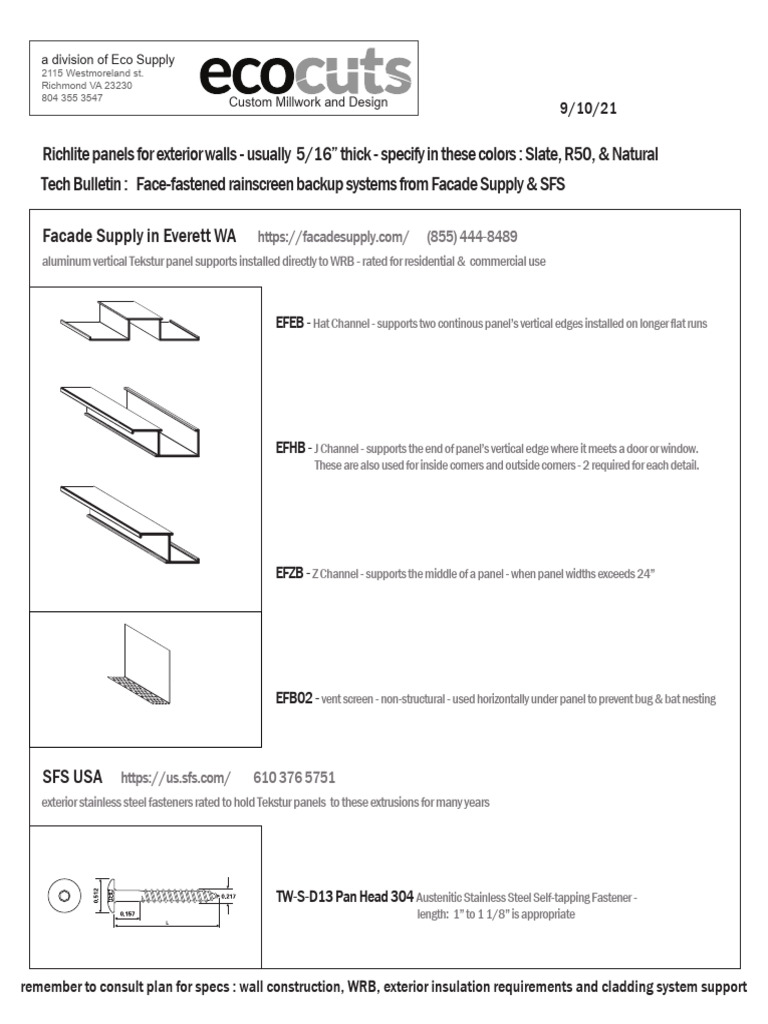 2021 Richlite Rainscreen Extrusions and Hardware | PDF