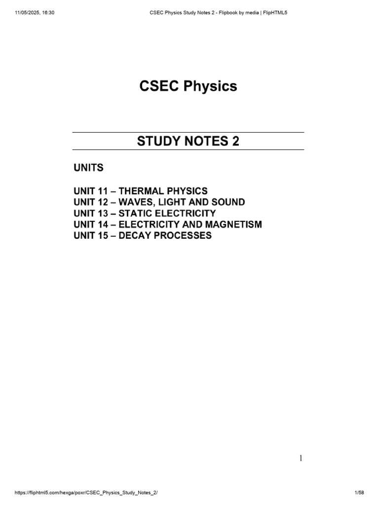 CSEC Physics Study Notes 2 - Flipbook by Media - FlipHTML5 | PDF