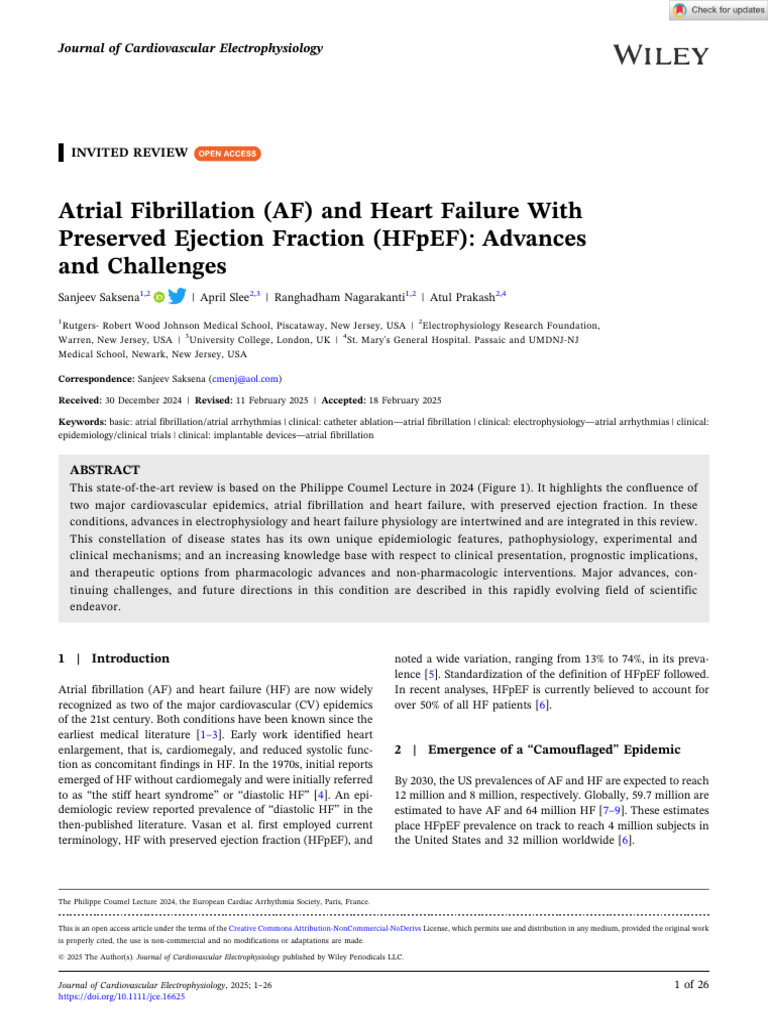 Cardiovasc Electrophysiol - 2025 - Saksena - Atrial Fibrillation AF and Heart Failure With ...