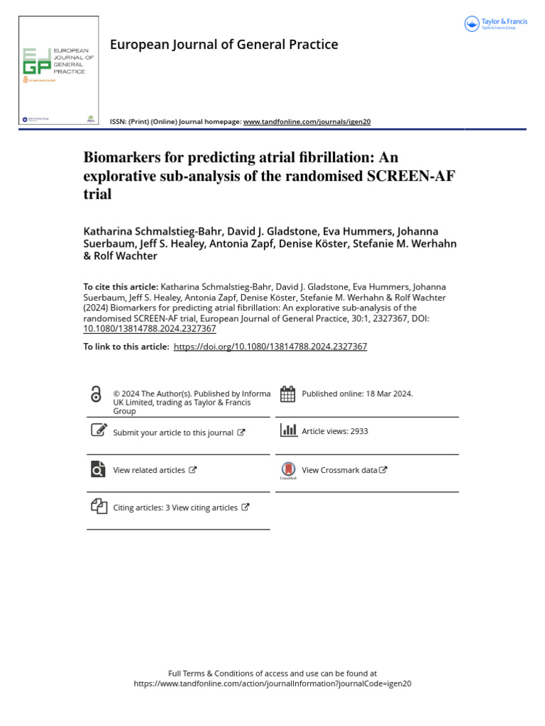 Biomarkers For Predicting Atrial Fibrillation An Explorative Sub ...