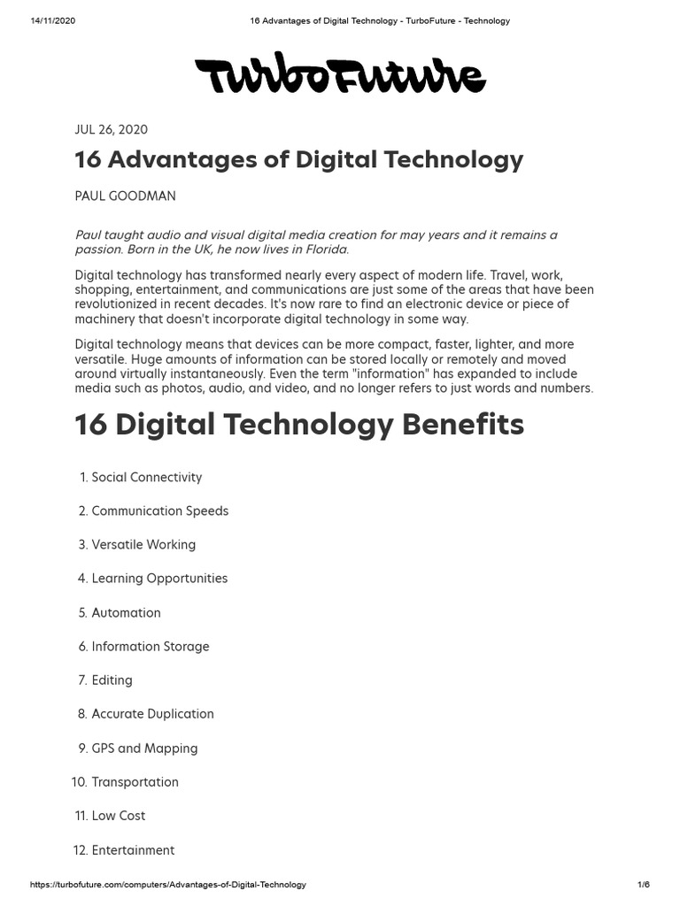 Advantages of Digital Technology - TurboFuture - Technology-1 | PDF