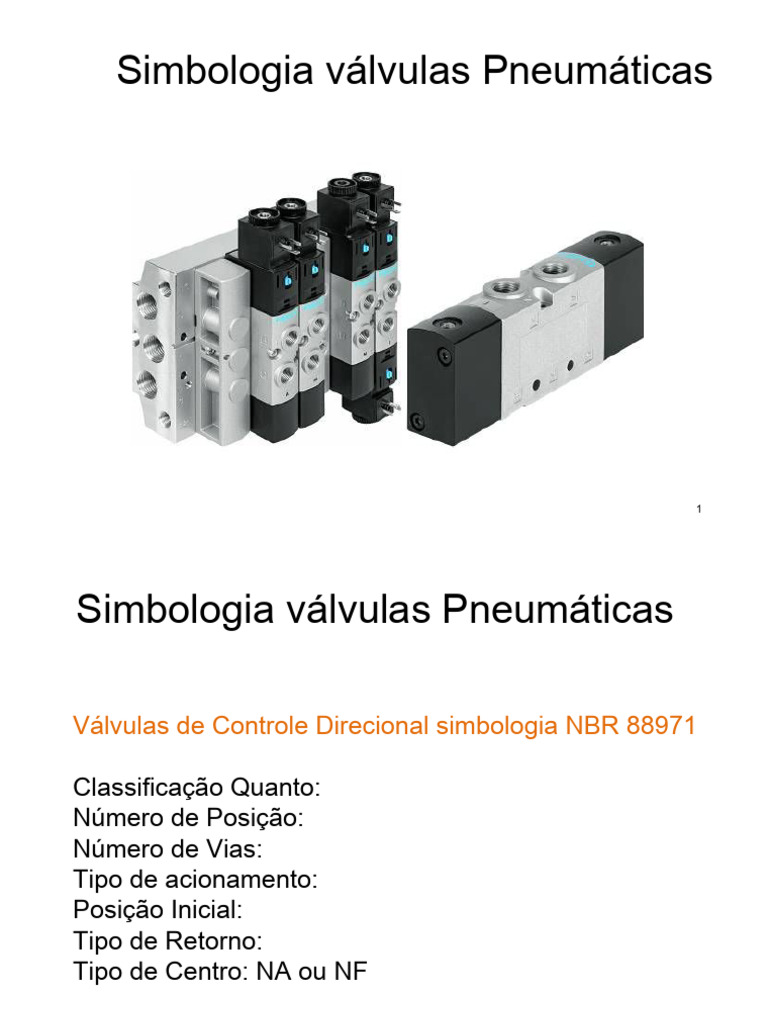 Simbologia Valvulas Pneumáticas | PDF | Válvula | Dinâmica dos fluidos