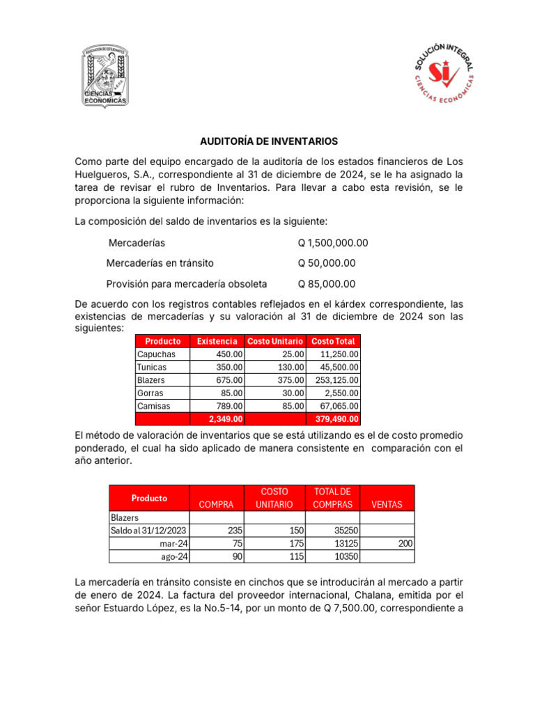 Rubro de Inventarios | PDF | Contabilidad | Auditoría