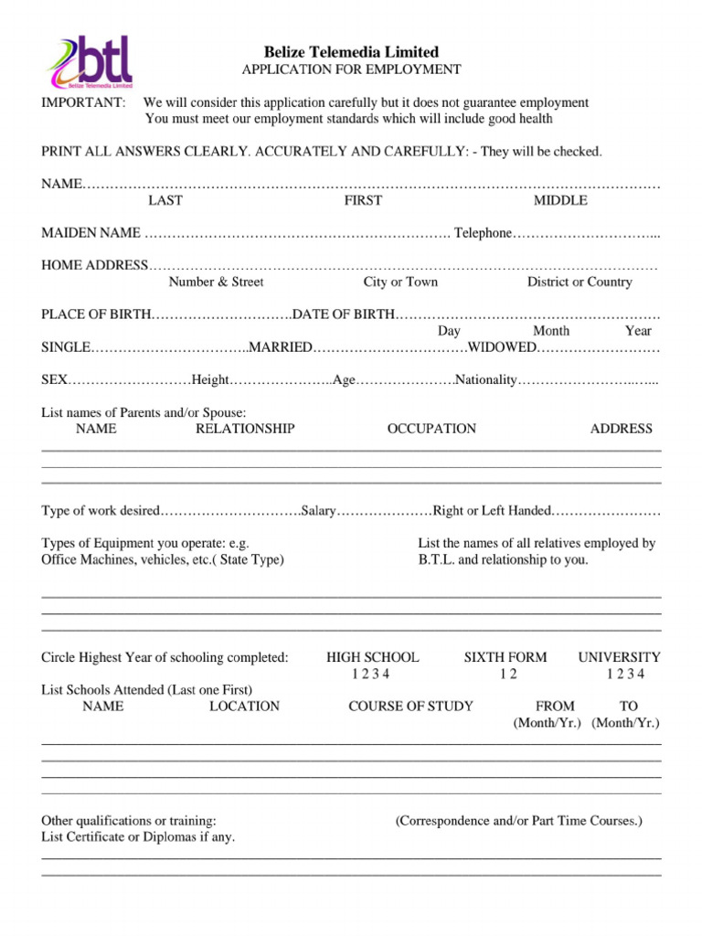 BTL Application Form (3) (2) | PDF