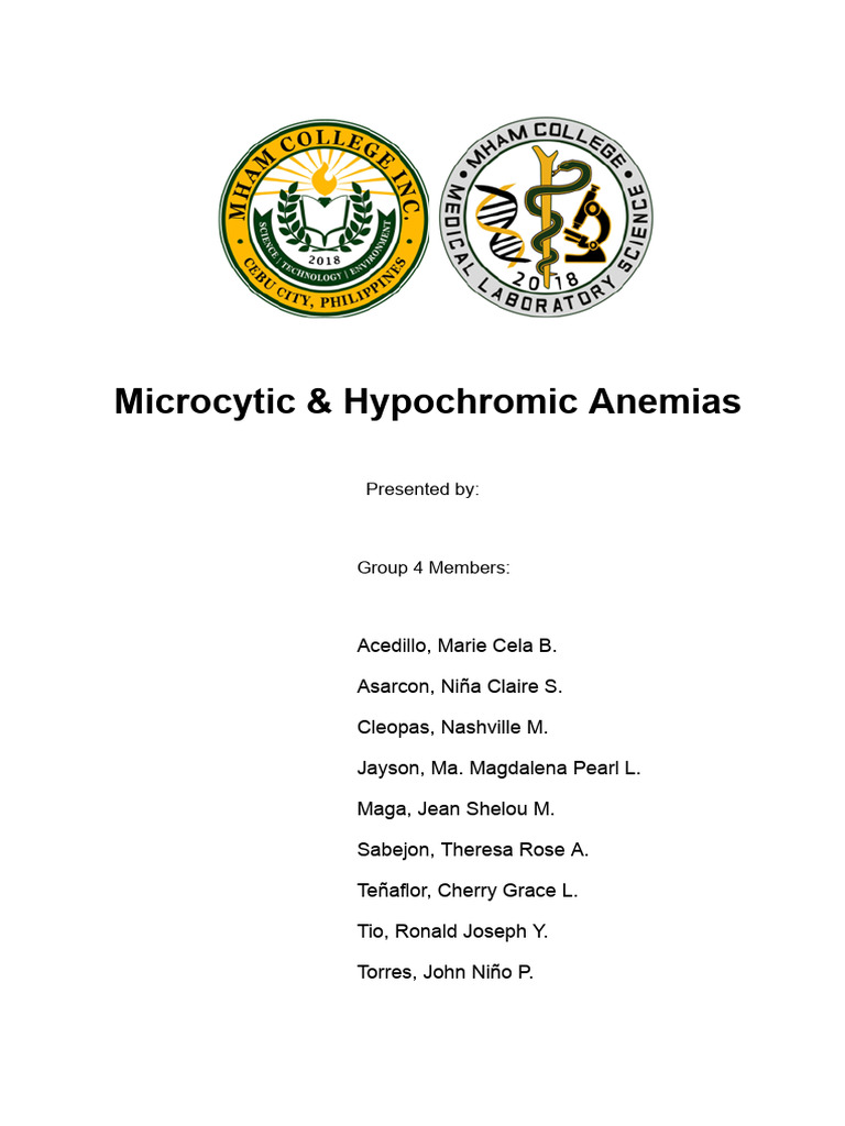 Group 4 Microcytic Hypochromic Anemias | PDF | Anemia | Red Blood Cell