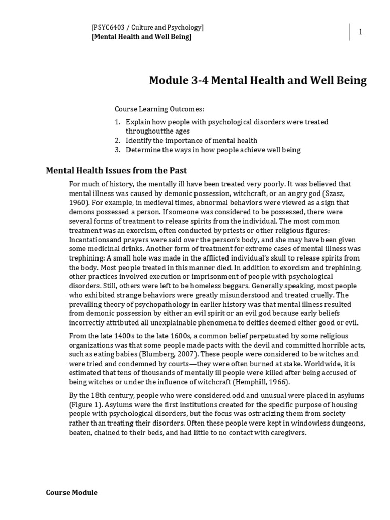 3-4. Mental Health and Well Being | PDF | Mental Health | Psychotherapy