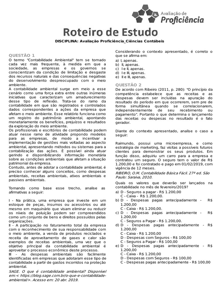 Roteiro de Estudos CC | PDF | Contabilidade | Juros