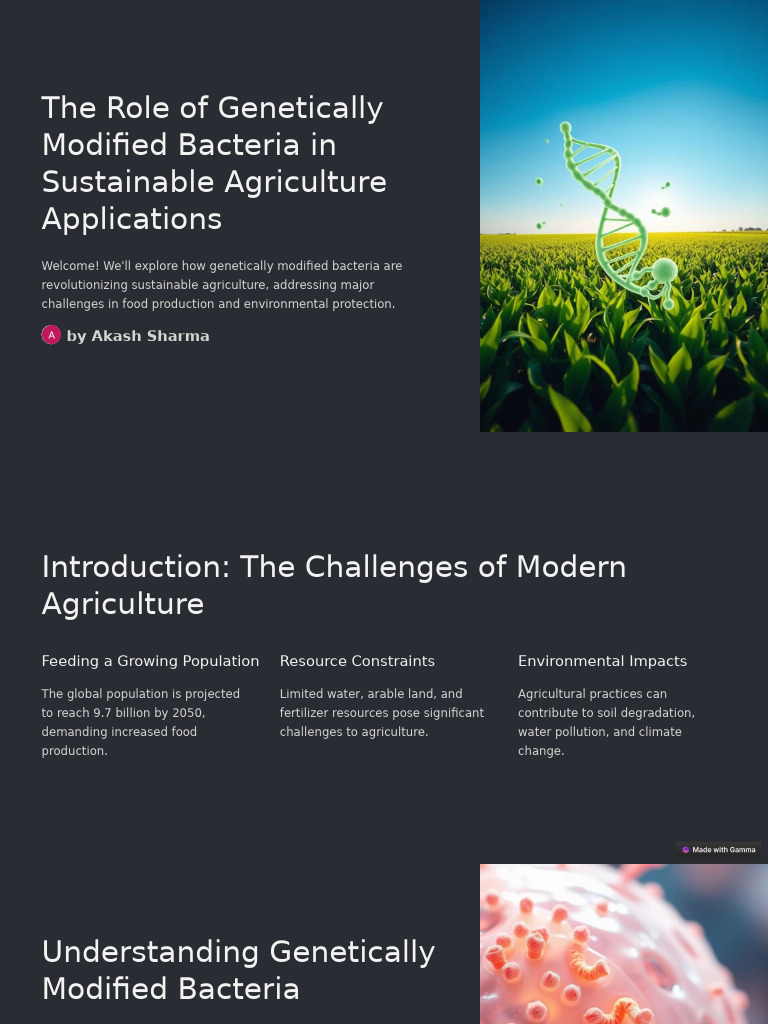 The Role of Genetically Modified Bacteria in Sustainable Agriculture ...