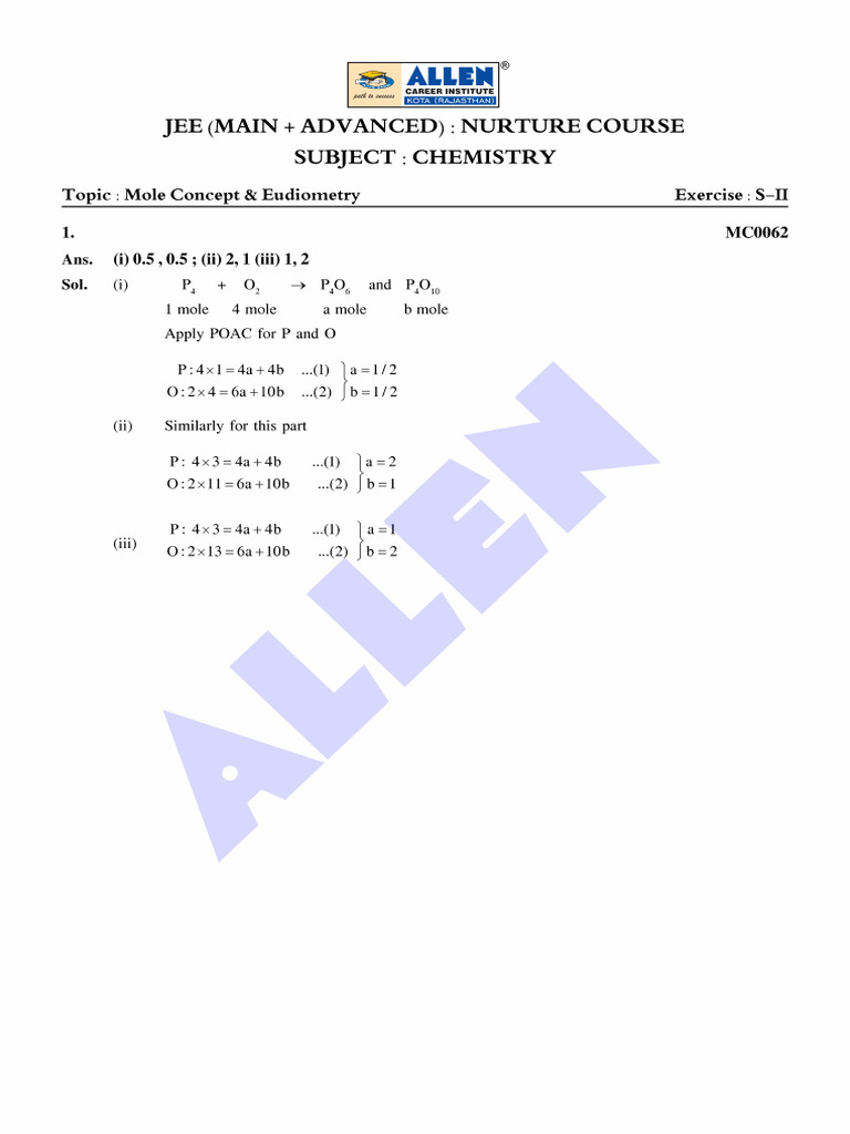 Mole Concept - Exercise Solution-2 | PDF