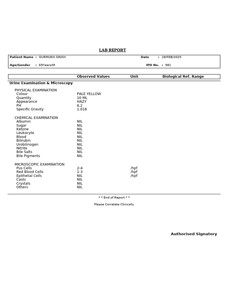 Urine Routine 23.06 | PDF