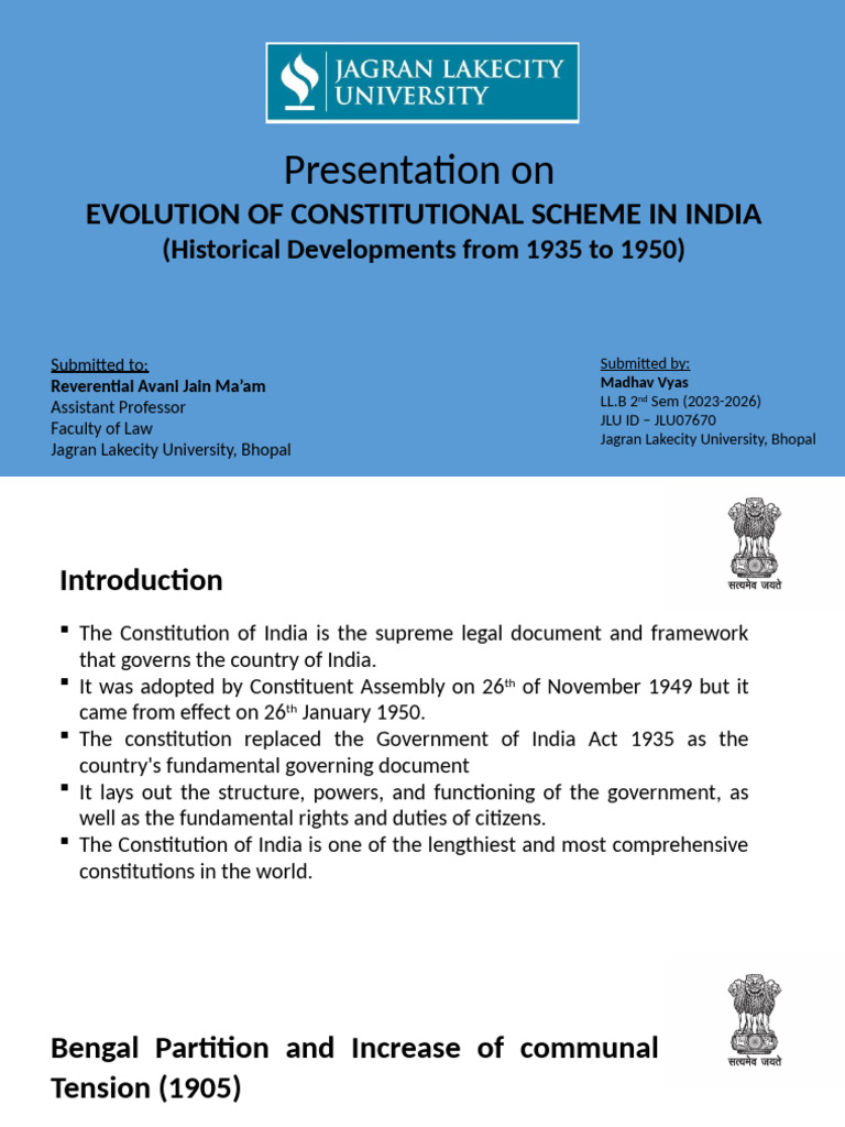 Evolution of India's Constitutional Scheme | PDF | British Raj ...