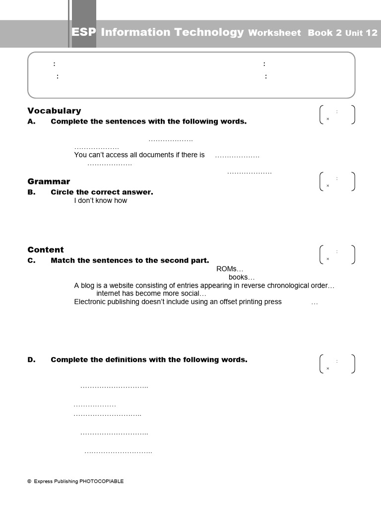 2_esp_it_worksheet_book_2_unit_12 | PDF | Computing | Human Communication