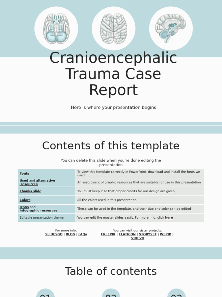 Cranioencephalic Trauma Case Report by Slidesgo | PDF | Medical ...