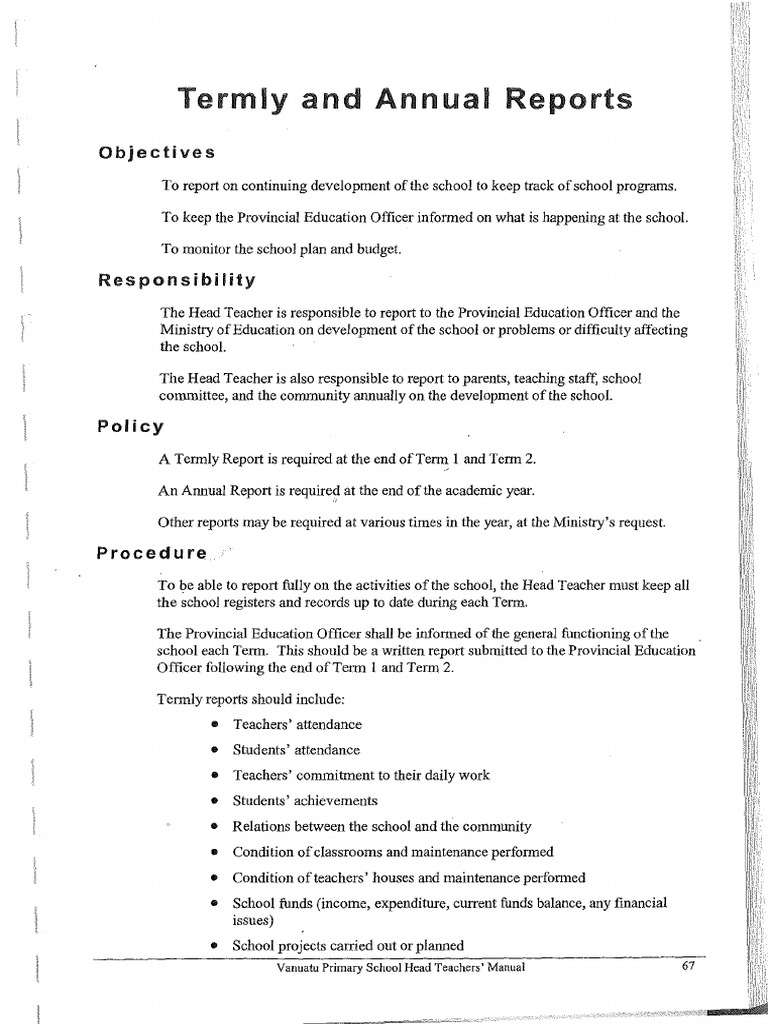 Termly and Annual School Reporting Guide | PDF | Teachers